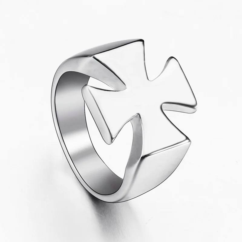 Vintage Knights Templar Iron Rings Stainless Steel Cross Ring For Men ...