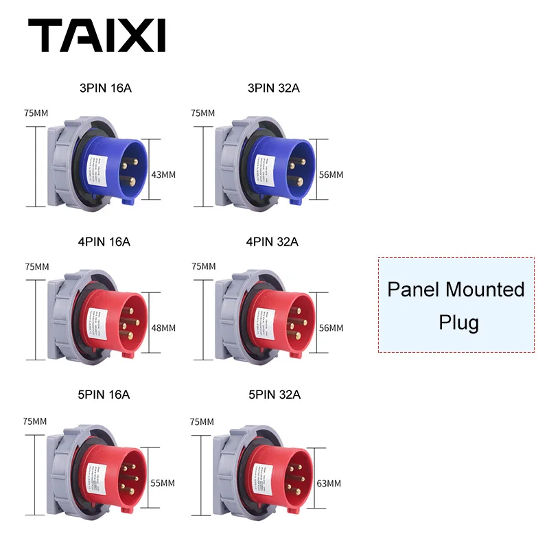 Waterproof Male Plug Concealed Device Plug 3P 4P 5P 16A 32A 63A 125A ...