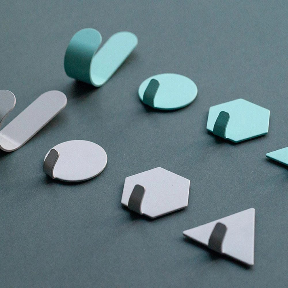 4 Pack Creative Nordic Style Geometric Small Hook Galvanized Steel Wall ...