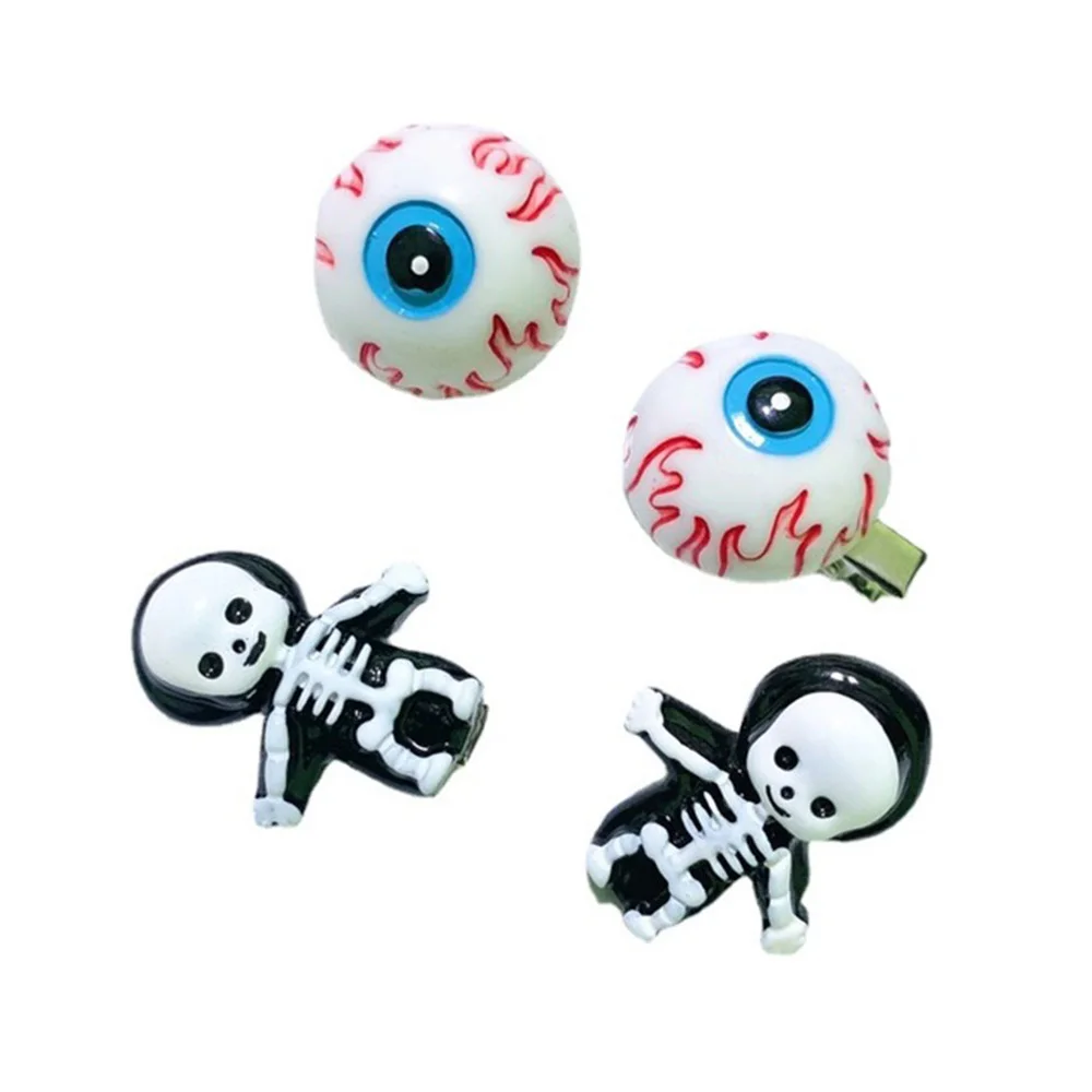2 PCS Hair Clips Ins Punk Gothic Dark Skull Eyeball Hairpin BB Clip ...