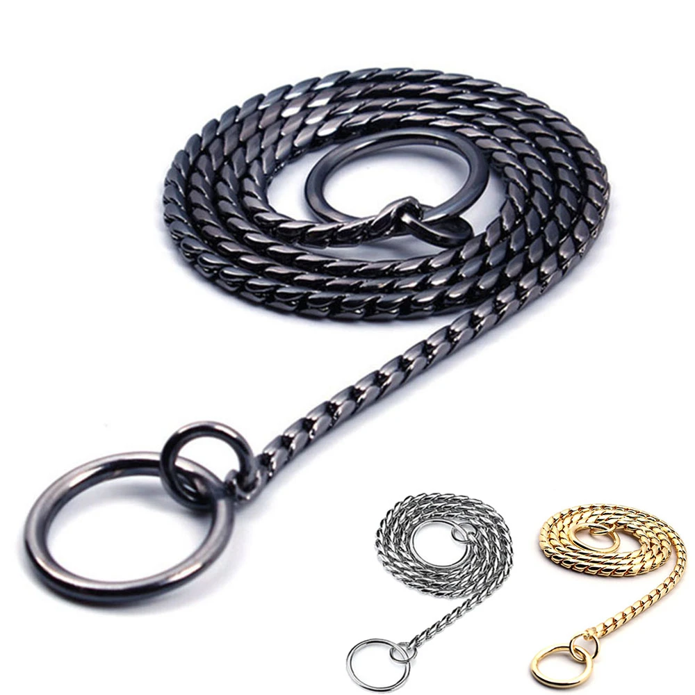 Snake Chain Dog Choke Collar Stainless Steel Puppy Pet Show Metal Slip ...