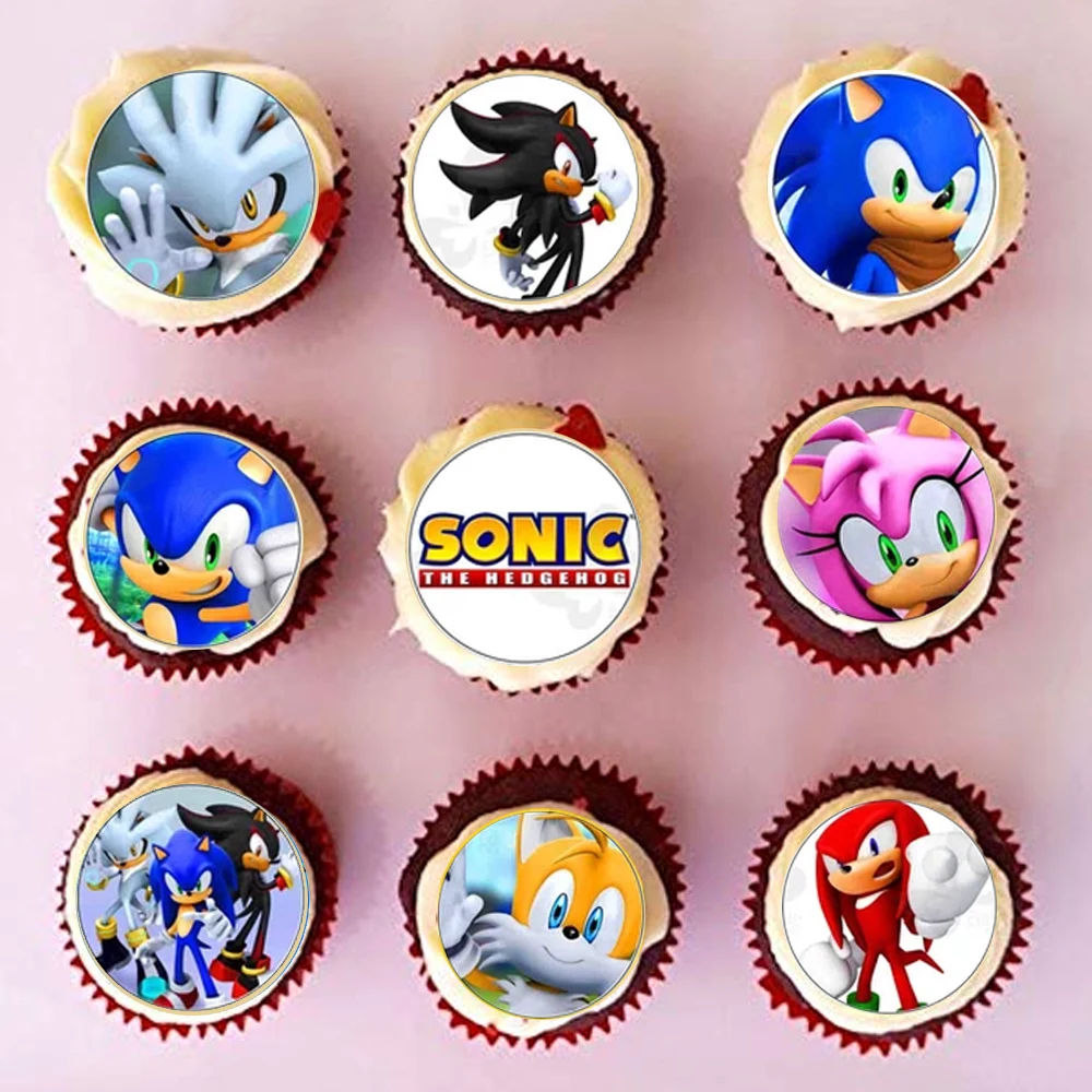 12 edible sonic wafer paper cupcake toppers 5cm Food & Fermenting ...