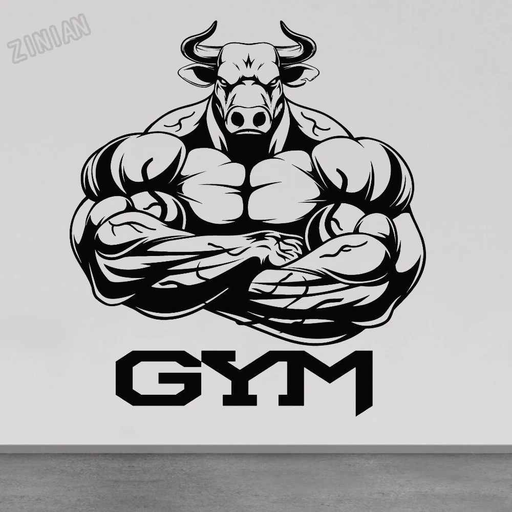 Calcoman-a-de-pared-de-vinilo-con-logotipo-de-gimnasio-m-sculos-de-Toro ...