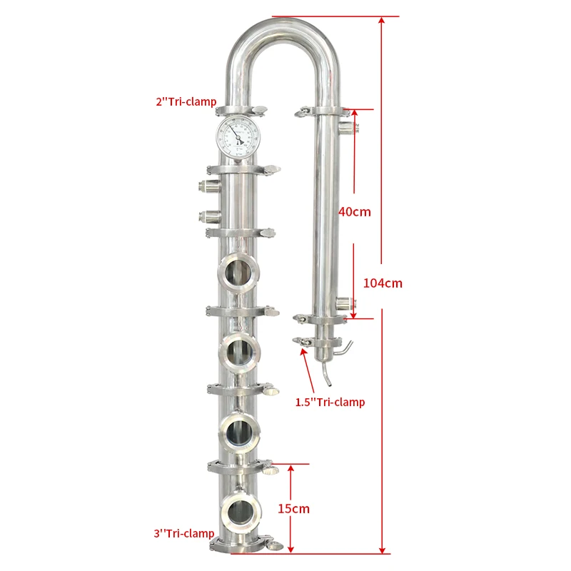 HOOLOO-Stainless-Steel-Bubble-Plates-Distillation-Column-4-Section ...