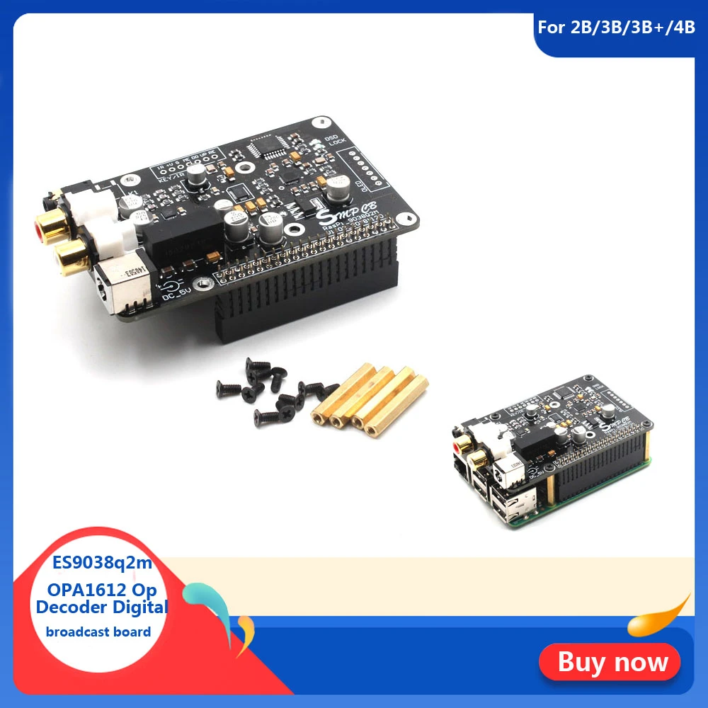 ES9038q2m OPA1612 Op Decoder Digital broadcast board I2S 32bit/384K DSD128 for Raspberry pi 2B ...
