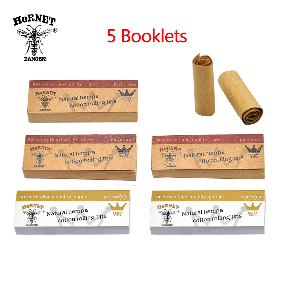 250-leaves-HORNET-5-Booklets-Natural-Cigarette-Paper-Tips-Filter ...