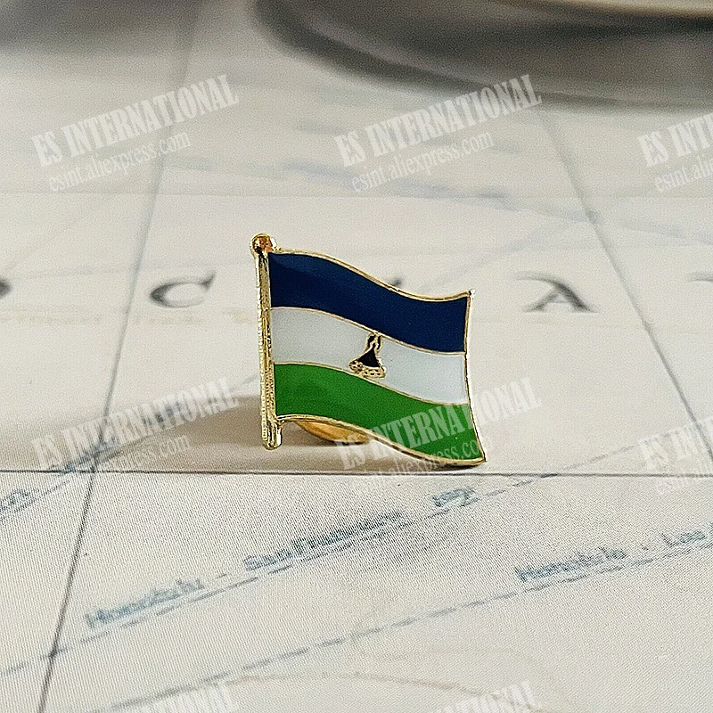 Lesotho National Flag Lapel Pins Crystal Epoxy Metal Enamel Badge Paint ...