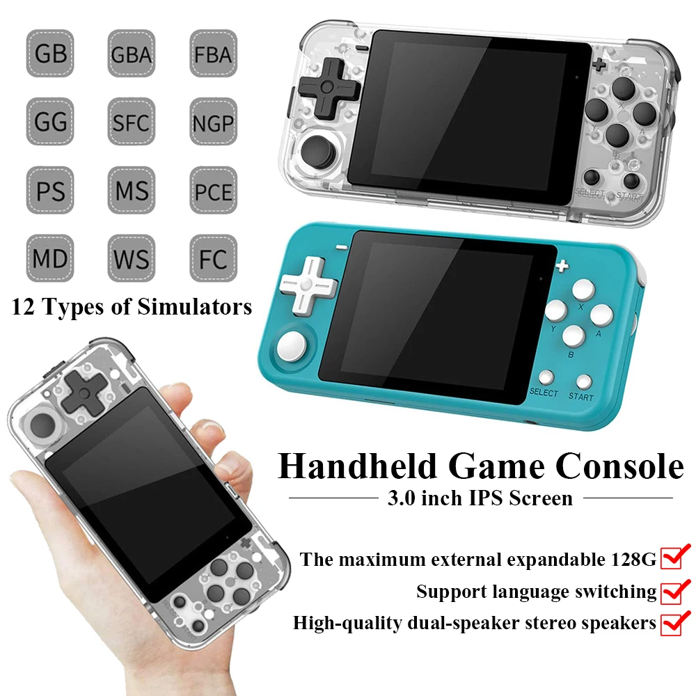 Powkiddy q90 retro handheld game console 3.0 polegada ips tela 16gb ...