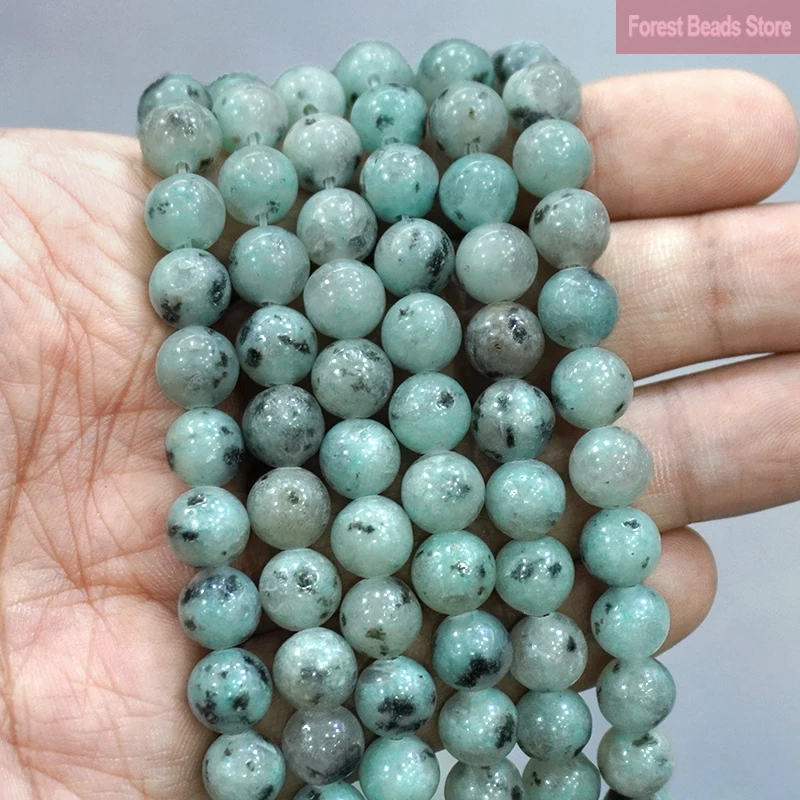 Natural Sesame Stone Kiwi Jaspers Loose Round Beads Diy Bracelet ...