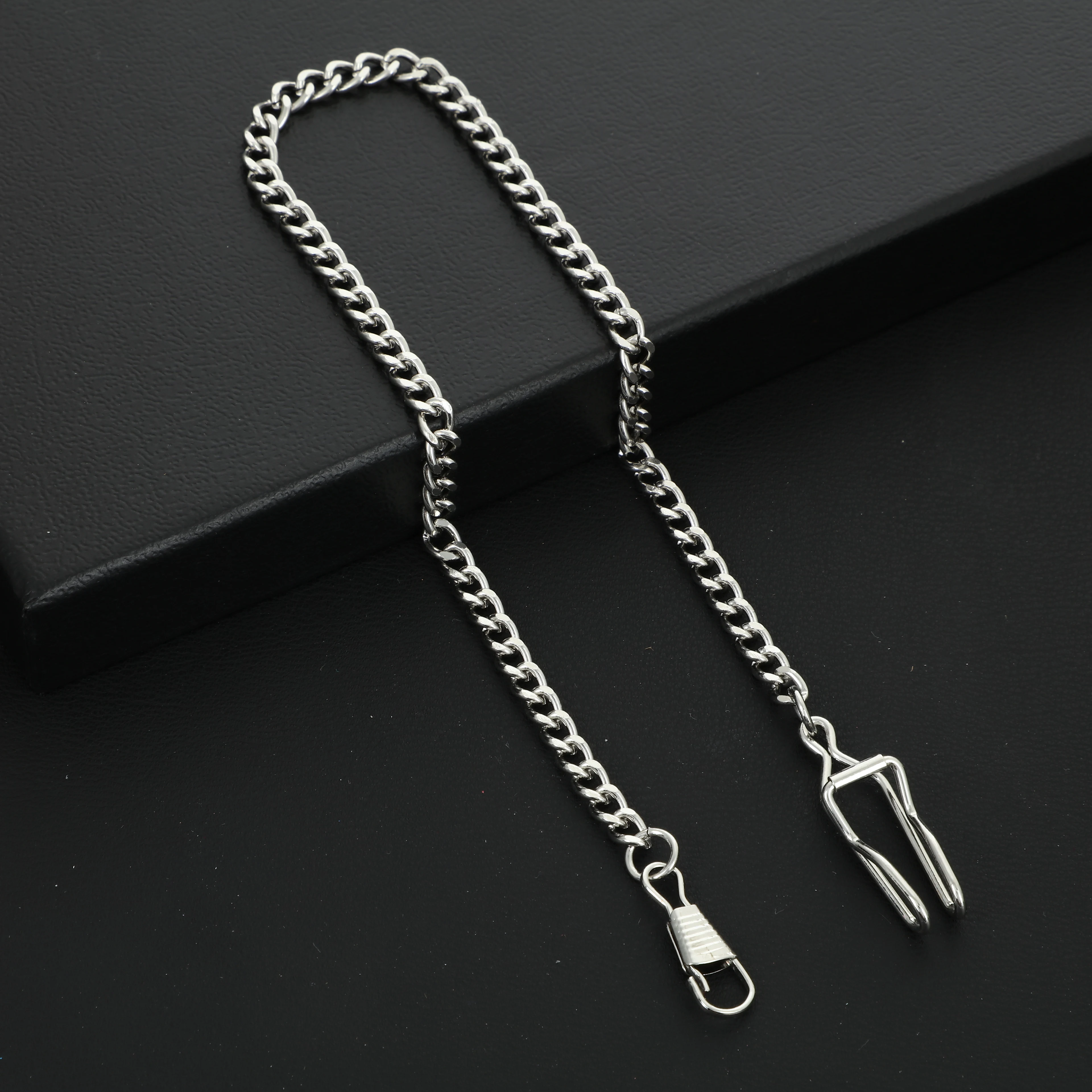 Classic Stainless Steel Pocket Watch Chain Silver Black Gold Bronze For ...