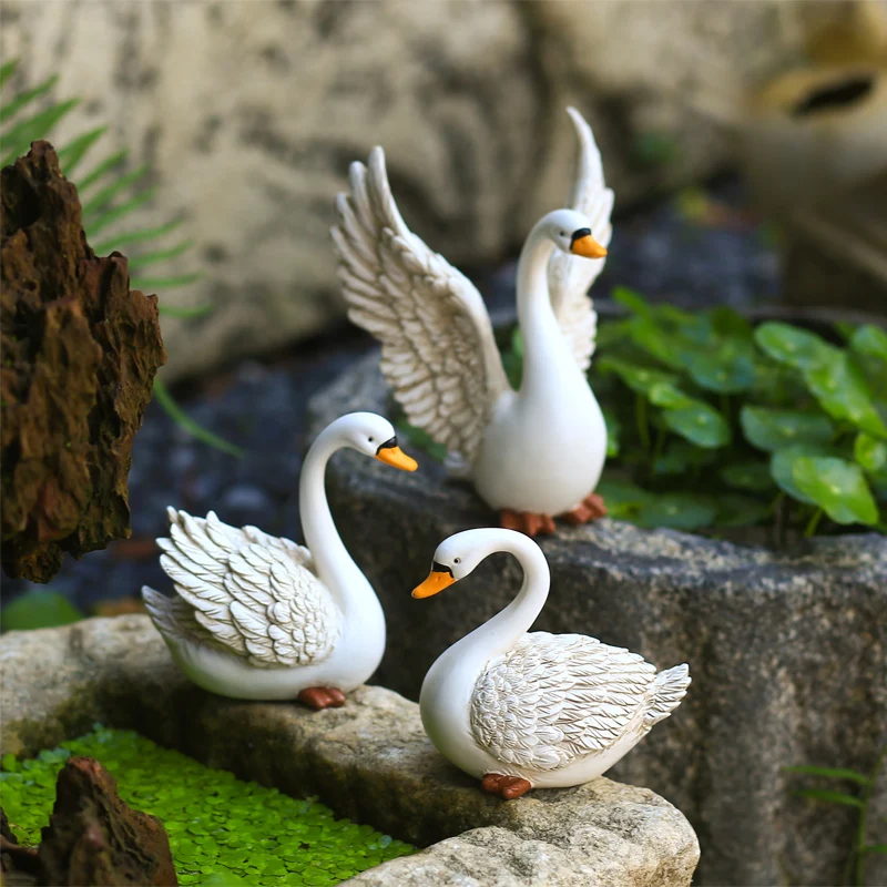 Simulation Animal Resin Crafts Ornaments Swan Statue Garden Outdoor ...