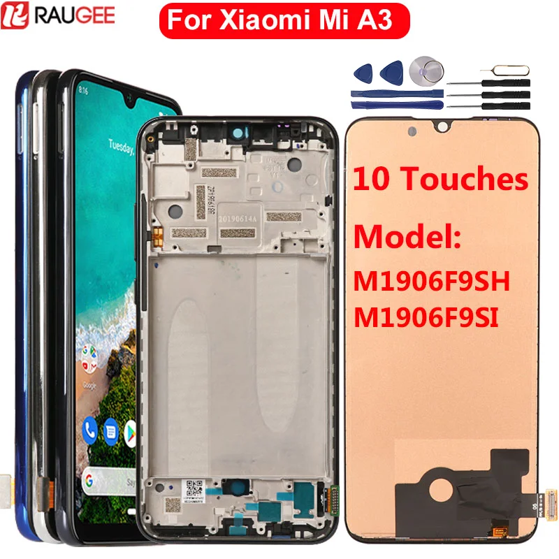 Pantalla táctil LCD para Xiaomi Mi A3 CC9E, repuesto con Marco, montaje de pantalla LCD para Mi ...
