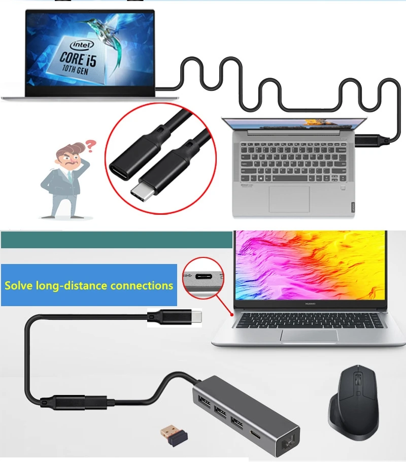 Câble photo,Gen2 – câble d'extension de données USB 3.1 mâle à USB-C ...