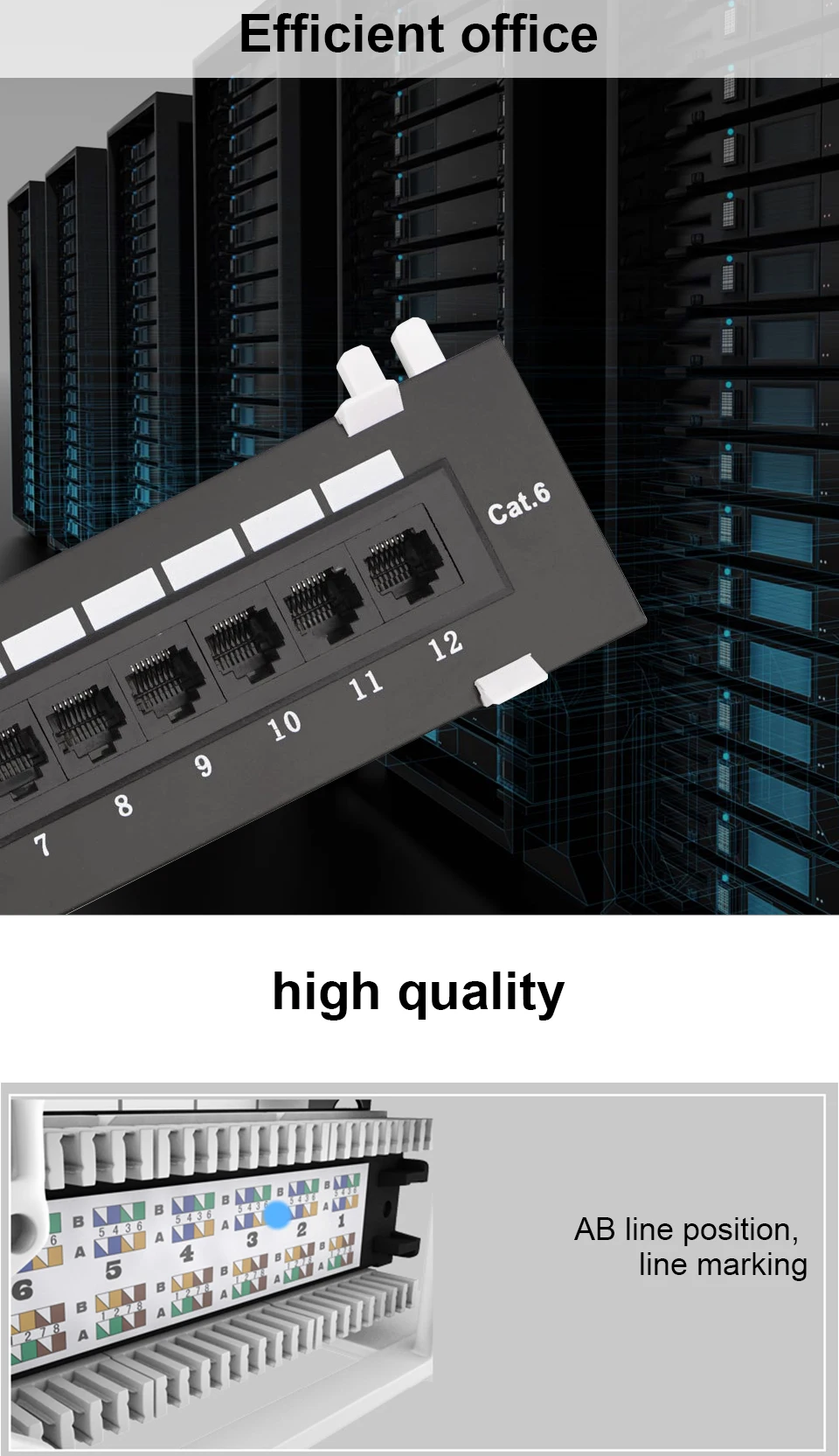 Kit D'outils Réseau 12 Ports Cat6 Panneau De Raccordement Rj45, Support ...