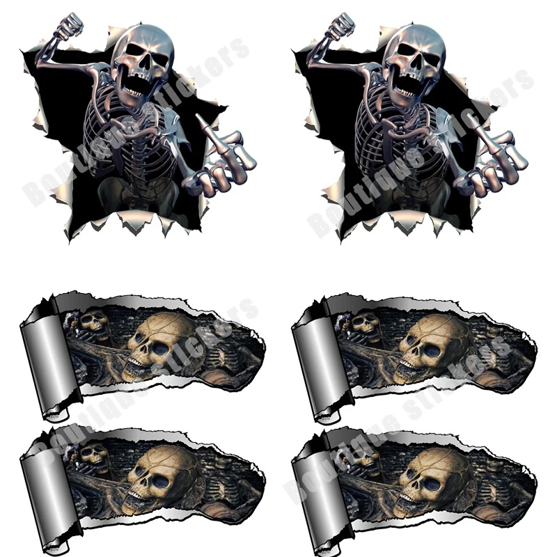 4-piece-Set-Creative-Skull-Decals-Torn-Metal-Skull-Stickers-3D-Skull ...