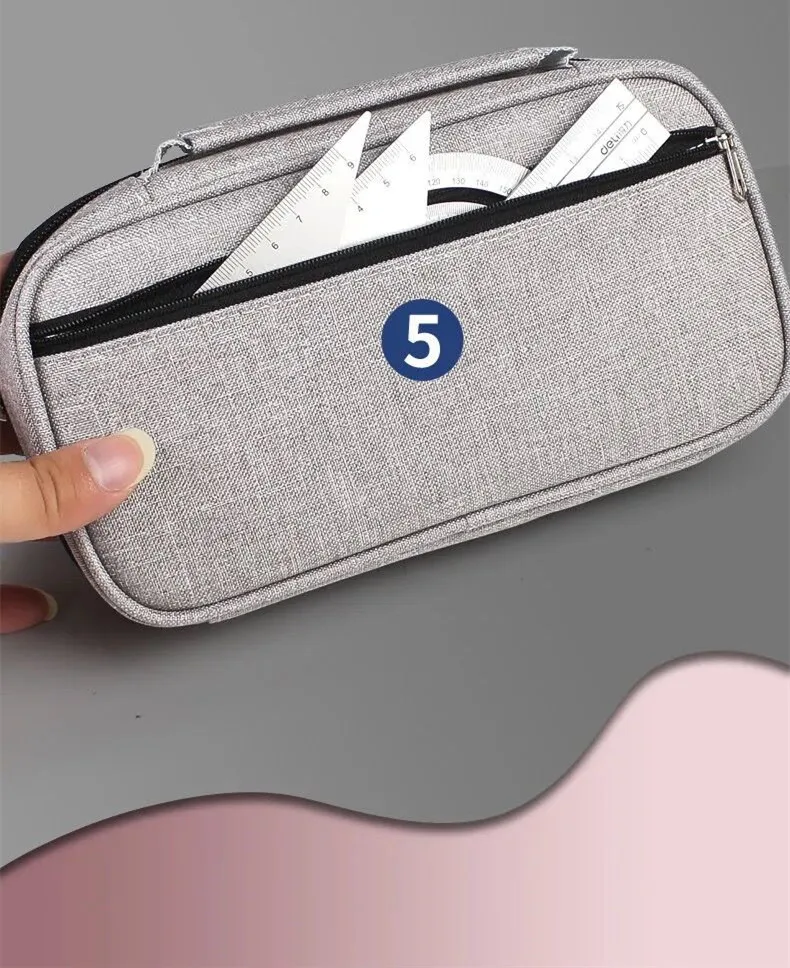 TROUSSE A STYLO,grey--Trousse à crayons en toile avec porte stylo ...