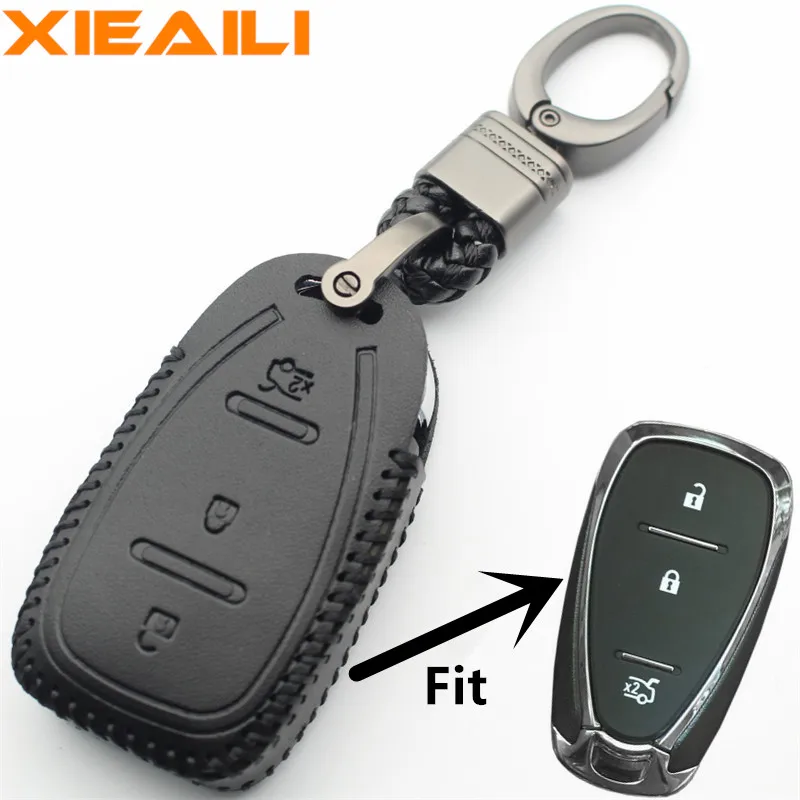 XIEAILI Funda de cuero genuino para llave inteligente, 3 botones, entrada sin llave, para ...