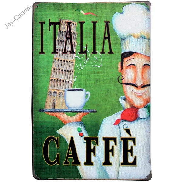 ITALIA-CAFEFE-Coffee-Sign-Retro-Tin-Plaque-Metal-Plate-with-Cook-Chief ...