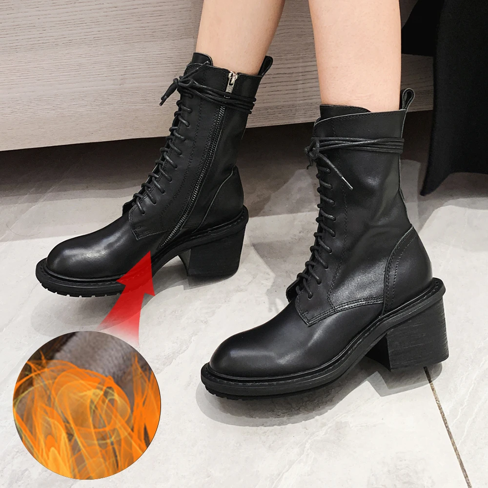 Botines-de-piel-aut-ntica-con-cordones-para-mujer-zapatos-planos-sexys ...