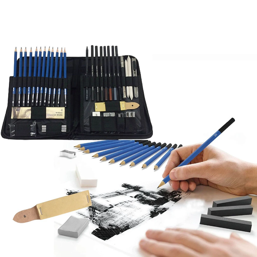 48 Pcs/lot Profession Painting Set Art Supplies Pencil Stick Eraser ...
