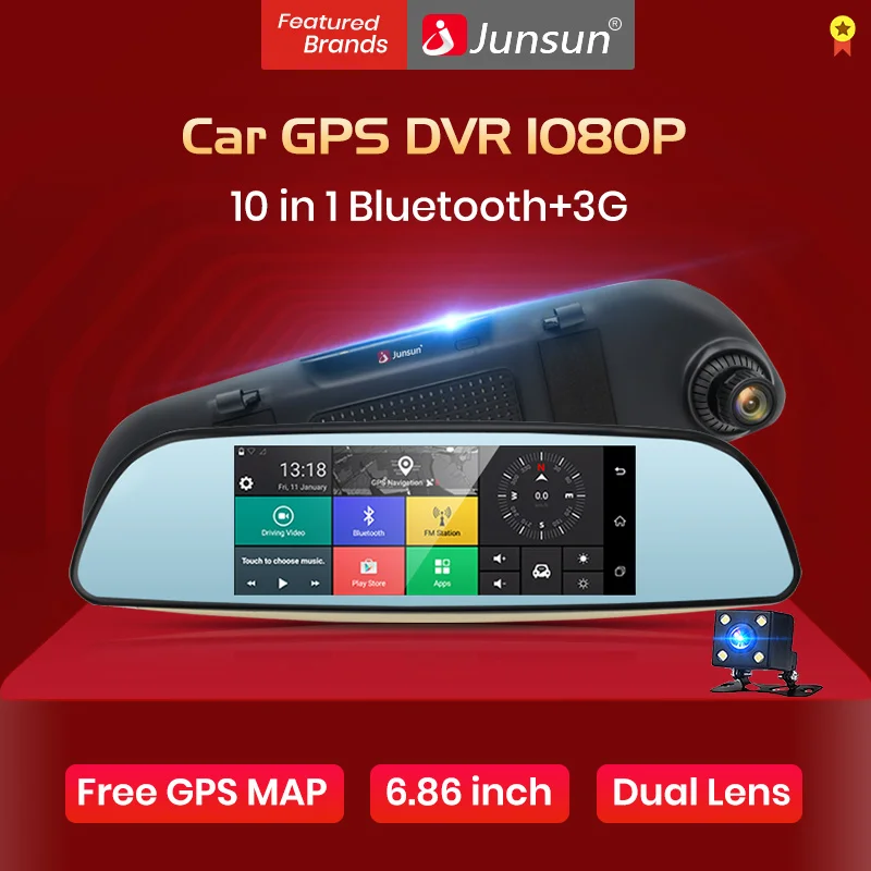 Junsun E515 Coche DVR 3G Espejo 6.86 "Dash Cam Full HD 1080 P Video ...