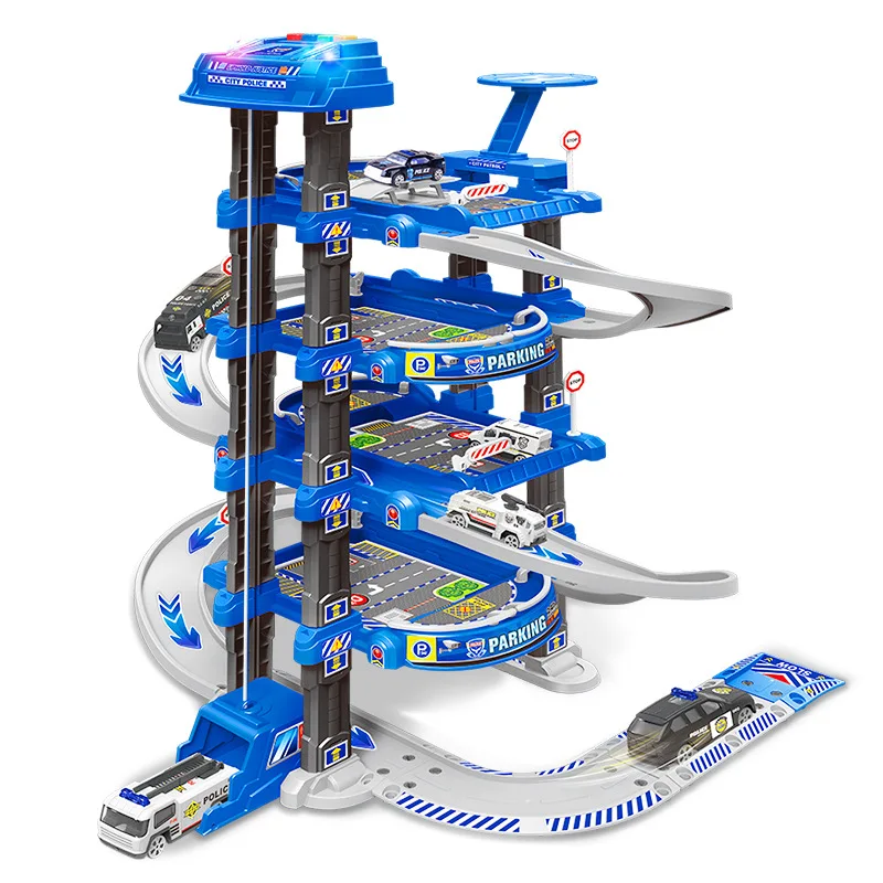 Parking Lot Toy Set Stop Multi Car Large Engineering Police Fire ...