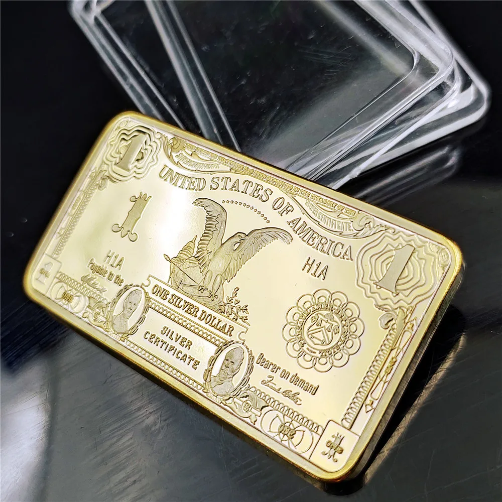 USA-1-Dollar-Bullion-24k-Gold-Bar-American-Metal-Coin-Golden-Bars-USD ...