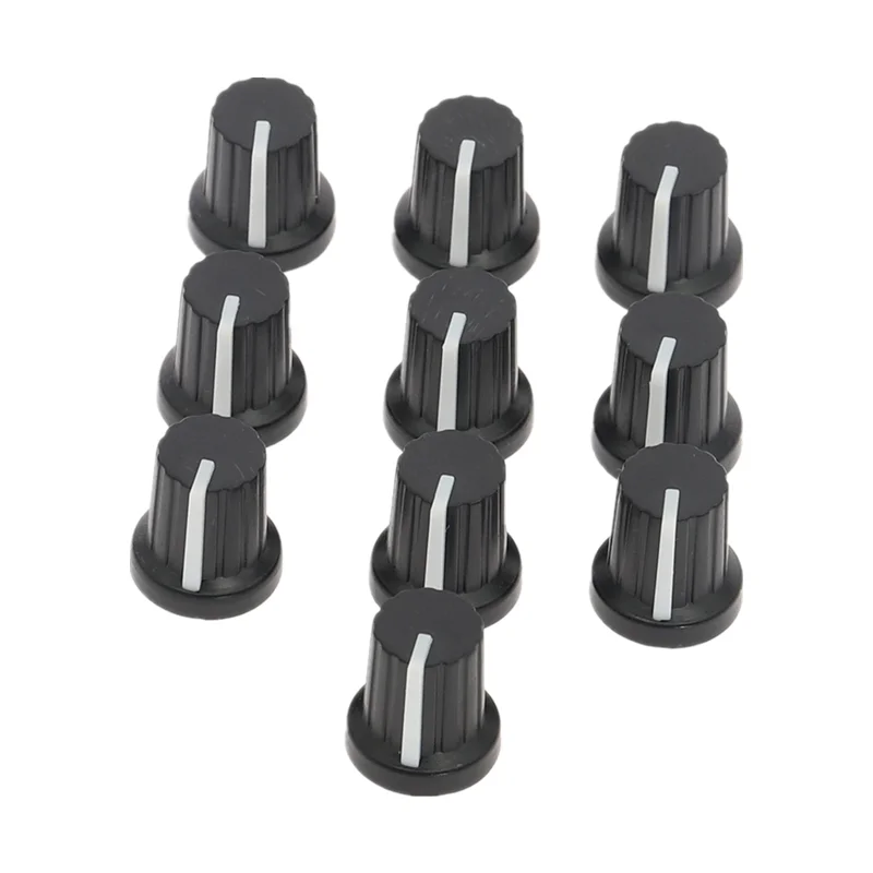 10pcs Black Volume Control Potentiometer Knob Cap Plastic For 6mm Shaft ...