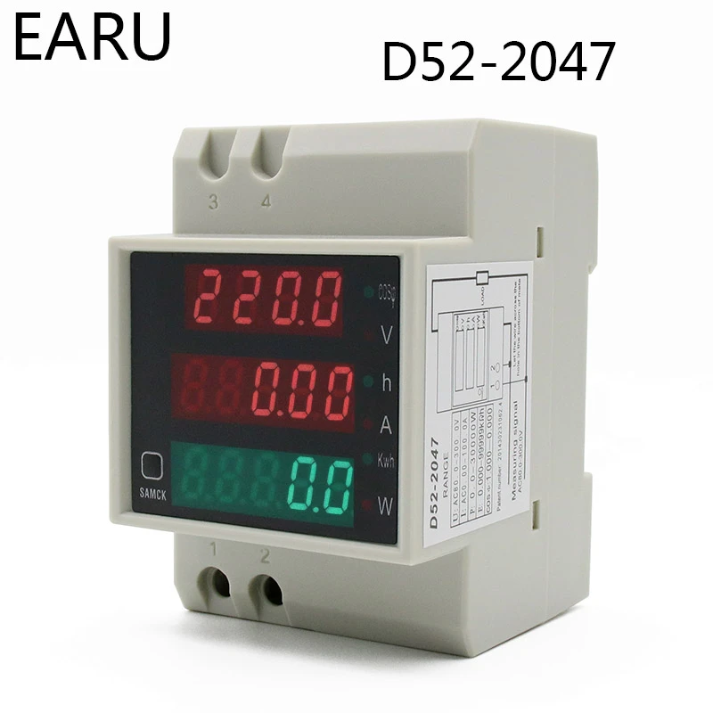 Din-rail Multi-function Led Digital Meter Ac 80-300v 200-450v 0-100a ...