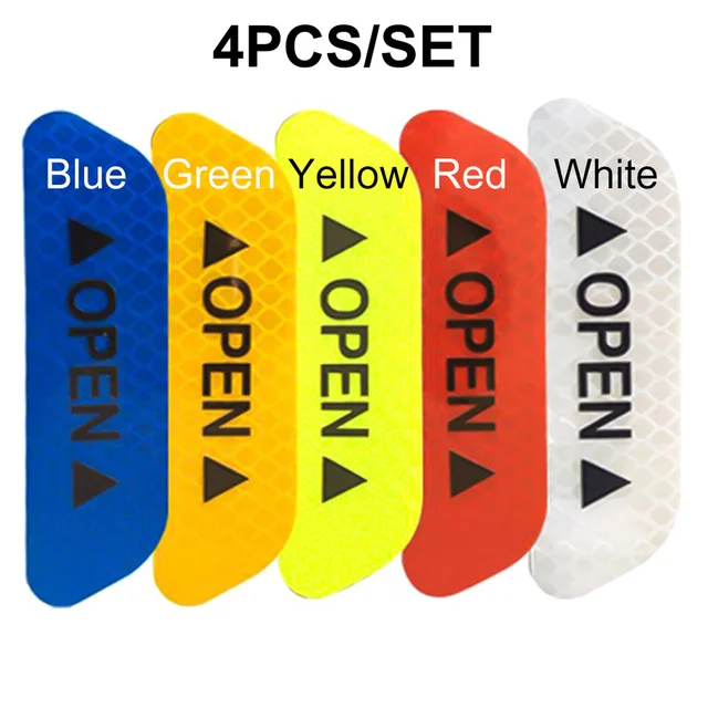 4pcs/Set Car Door Reflective Stickers Door Sticker Decal Warning Tape ...