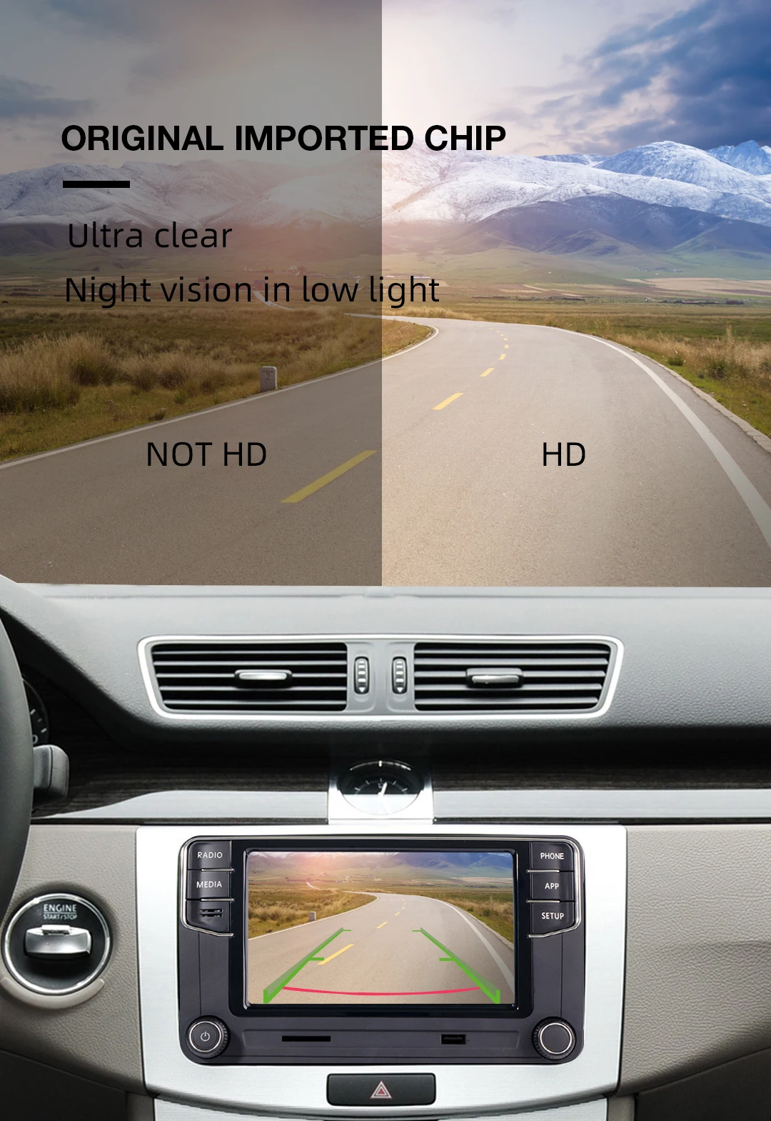 Caméra de recul,Caméra de recul pour voiture CVBS HD, avec plaque d ...