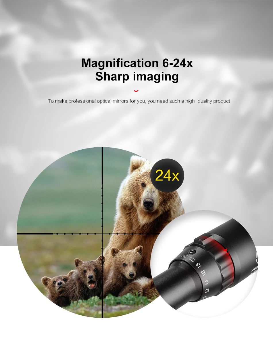 Fire Wolf 6-24x50 Hunting tactical optics cross red light rifle scope ...