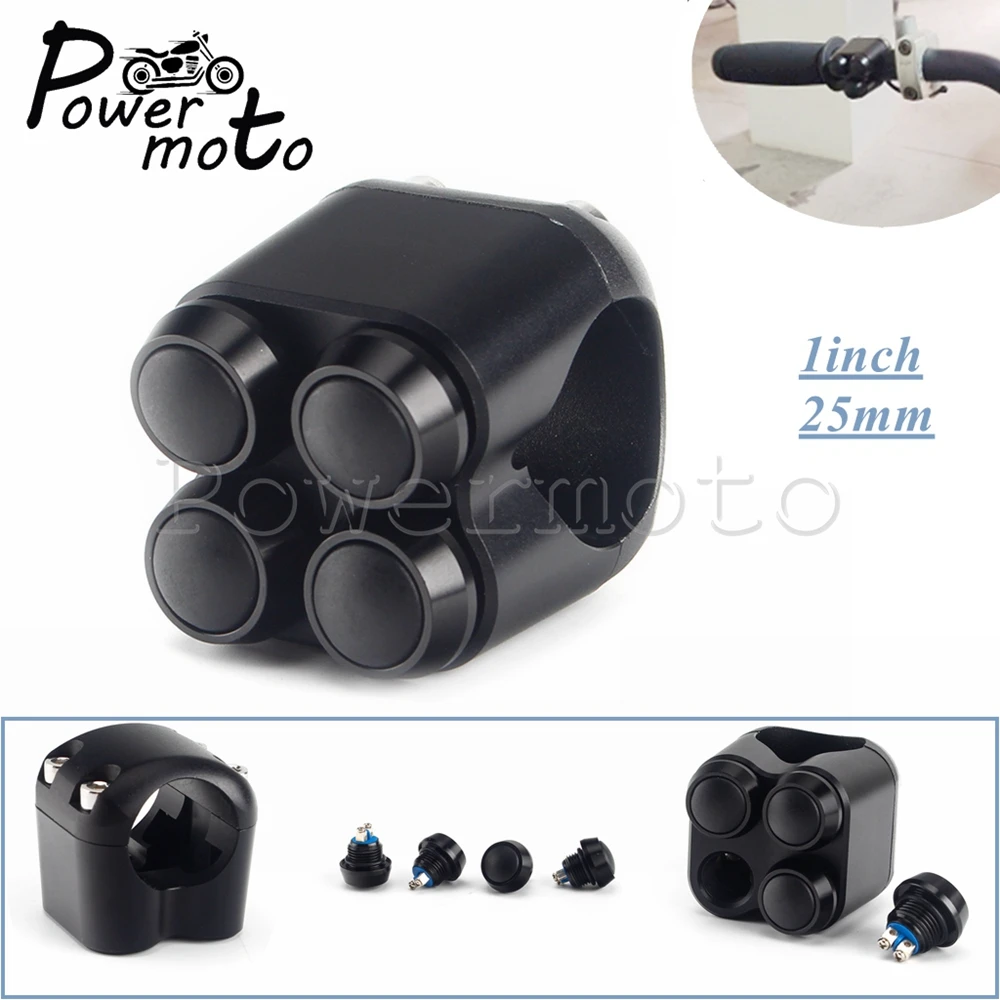 25mm 1inch Motorcycle Handlebar Switch M-Unit Horn Lights Starter 4 ...