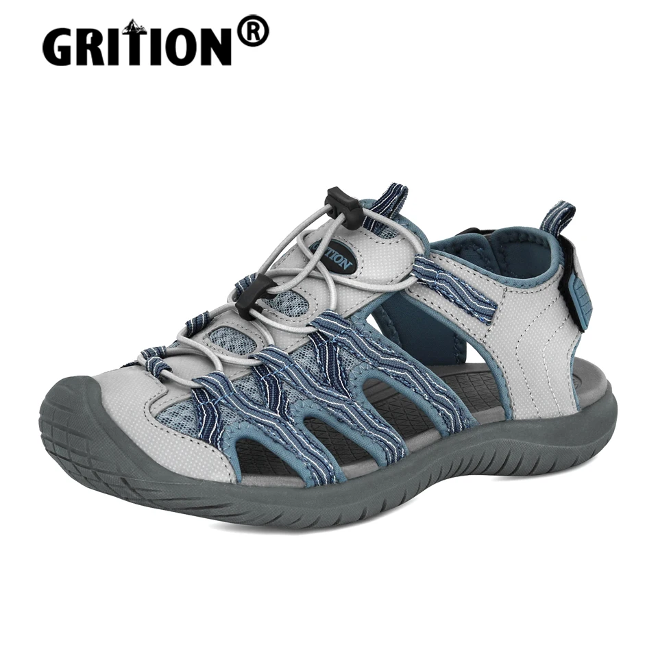 Grition Women Sandals Flat Casual Outdoor Toecap Protective Trekking ...