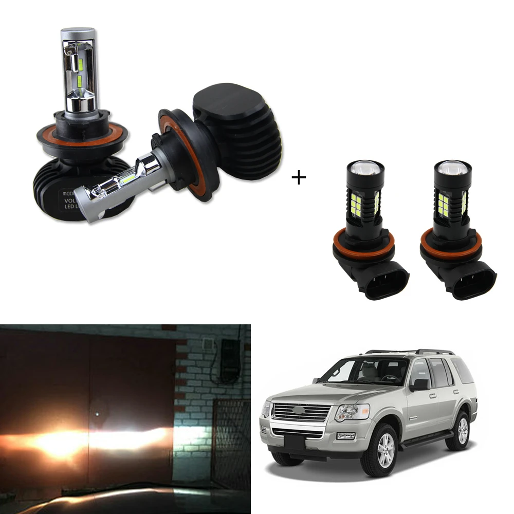 For Ford Explorer 2006 2010 4x H13 9145 LED Headlight Fog Light Combo ...