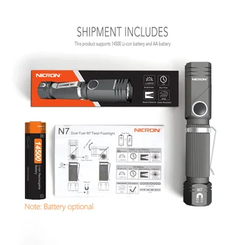 NICRON Led 손전등 야외 N7, Handfree, 듀얼 연료, 90 도 트위스트, 로터리 클립, 600lm, 방수 자석 ...
