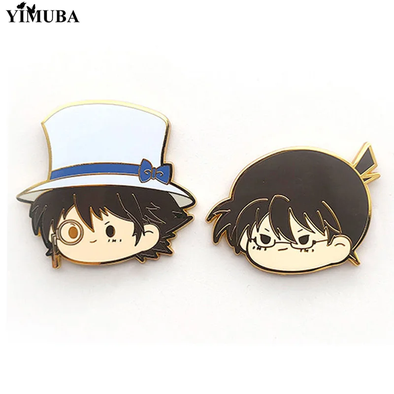 Classic Anime Detective Conan Enamel Pin Cute Head Edokawa Konan Kaitou ...