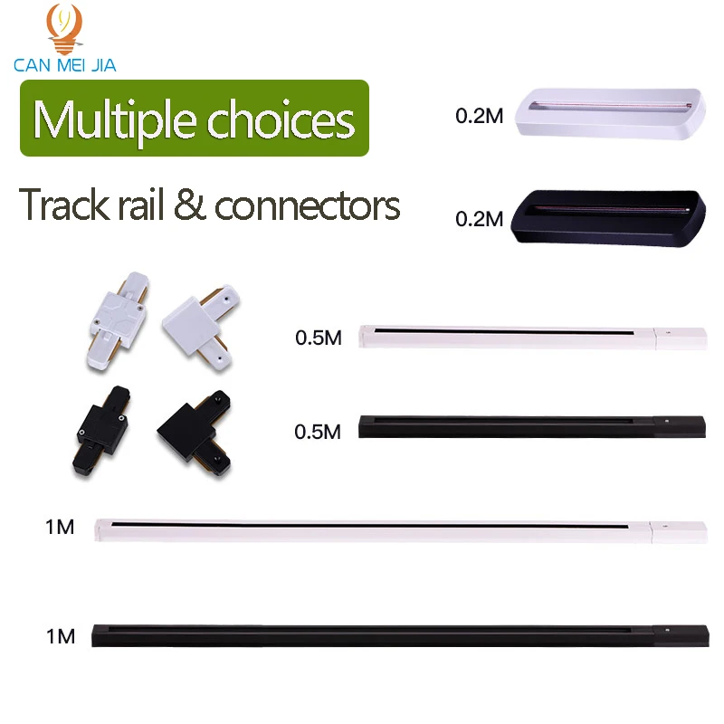 LED Track 1m Track Light Fitting Aluminum 0.5M 20cm 2 Wire System with ...