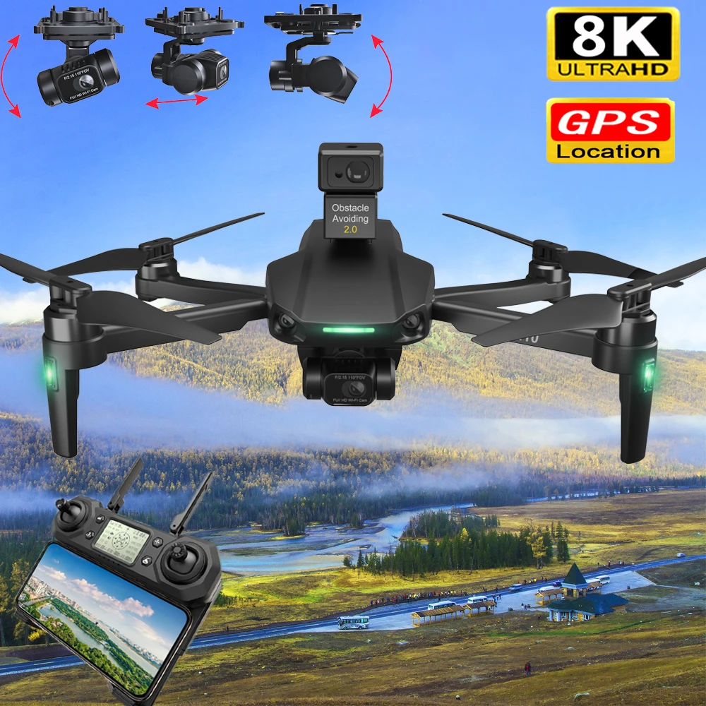 M10 Max Drone 8k Gps 5g Wifi 3 Axis Gimbal Camera Brushless Motor Tf ...