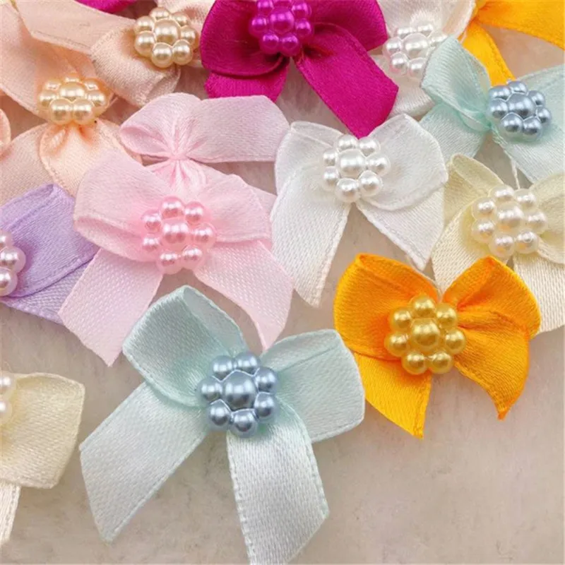 60pcs Mini Satin Ribbon Flowers Bows Gift Craft Wedding Decoration A262 ...