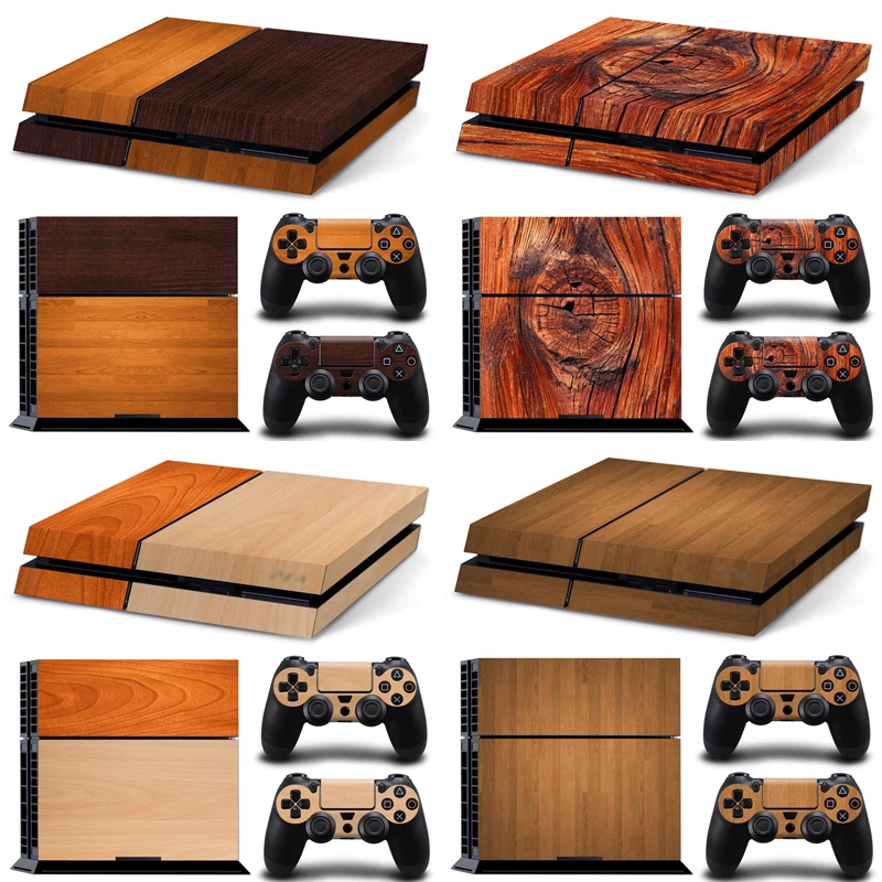 For-PS4-Console-and-2-Controllers-Skin-Sticker-PS4-Wood-Grain ...