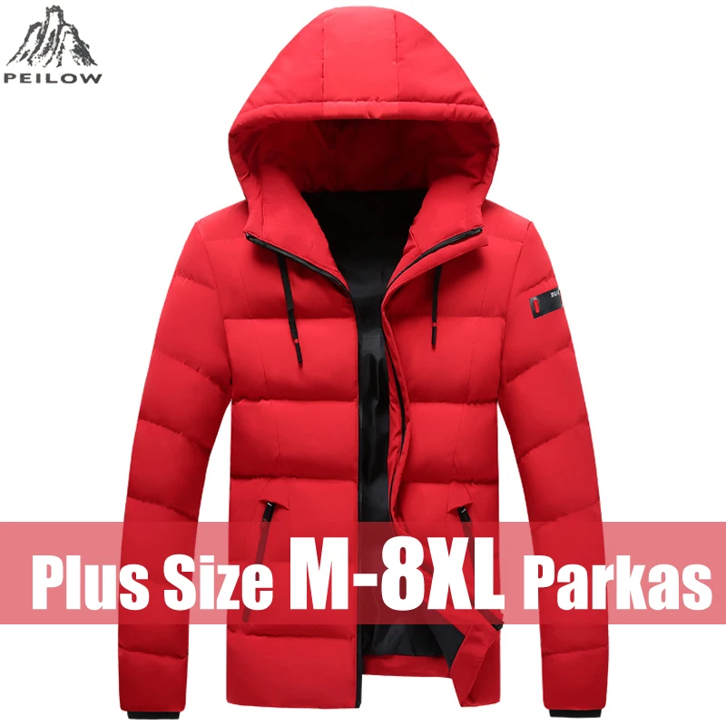Plus Size 6XL 7XL 8XL Men's Winter Jackets Cotton Thermal Warm Hooded ...
