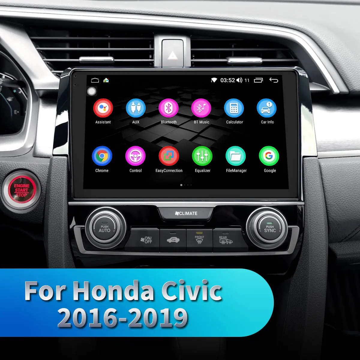 JOYING 9" Head unit Android Octa Core Car Radio Stereo For Honda Civic ...