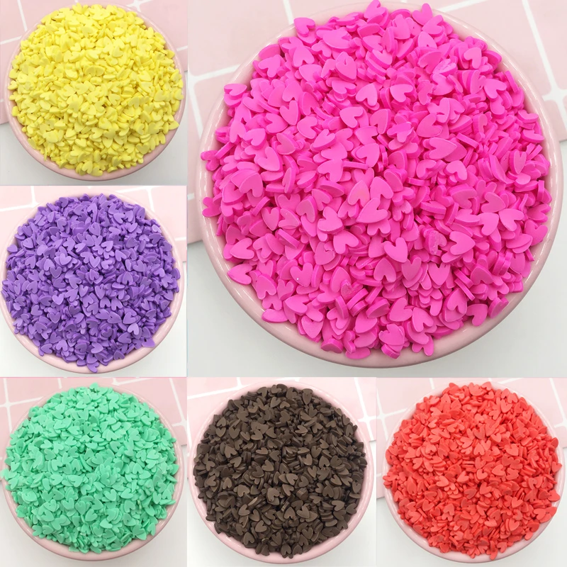 50g Polymer Hot Clay Sprinkles for Crafts Colorful Heart Slice Tiny ...
