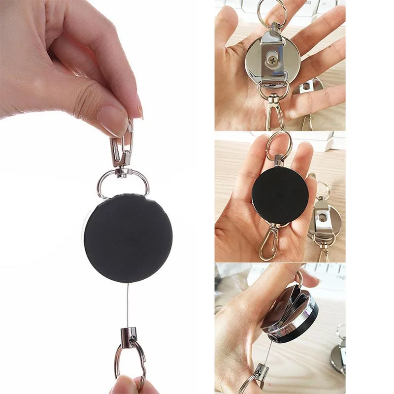 2Pcs Adjustable Elastic Keychains Resilience Steel Wire RopeKeyring ...