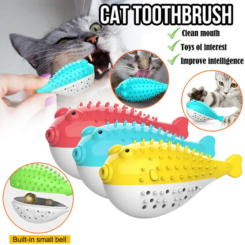 Cat Fish Shape Toothbrush Refillable Catnip Simulation Fish Teeth ...