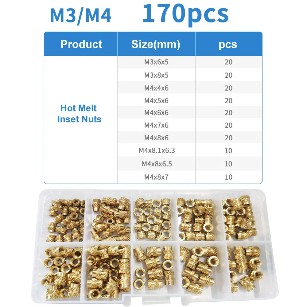 ECROU,M5 M6--Kit'assortiment'écrous'injection moletés, fonte chaude ...