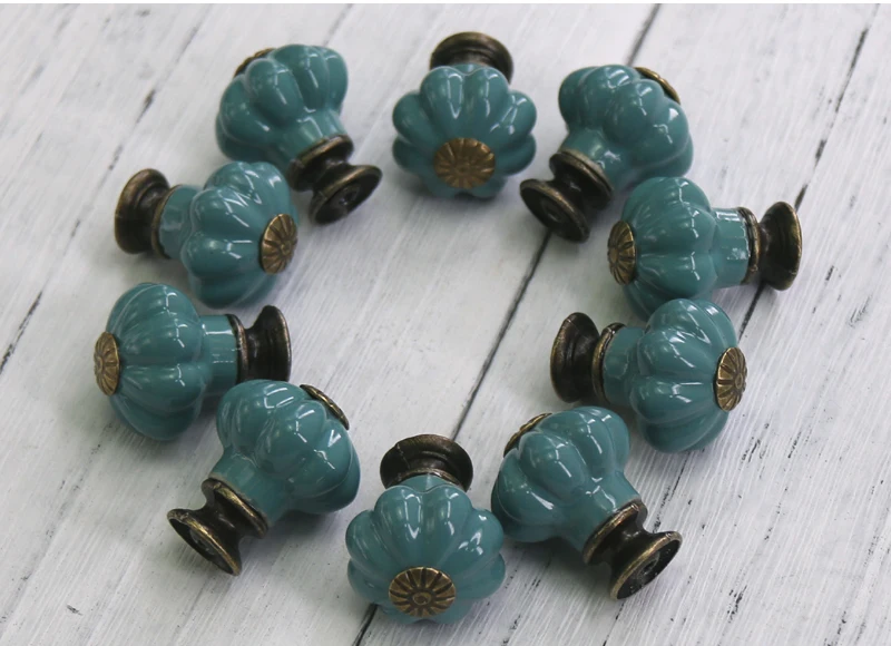 10PCS Vintage Ceramic Knobs and Handles Door Cupboard Drawer Small Pull ...