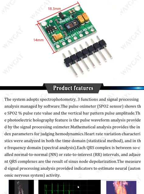 I2C Sensor Module 3PCS MAX30102 Heart Rate Sensor Modules - Pulse ...