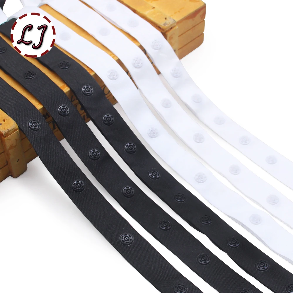 New-arrived-5yd-lot-18mm-black-white-plastic-snap-button-ribbon-tape ...